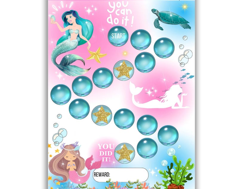 Mermaid Reward Chart - Girls Reward Chart - Potty Training Chart ...
