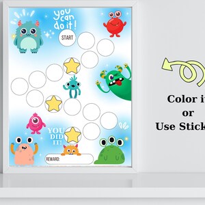 Monster Reward Chart for Kids - Printable Behavior Chart - Cute Monster ...