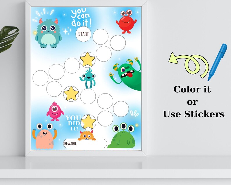Monster Reward Chart for Kids - Printable Behavior Chart - Cute Monster ...
