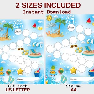 Summer Reward Chart for Kids: Beach Theme Behavior Tracker (PDF ...
