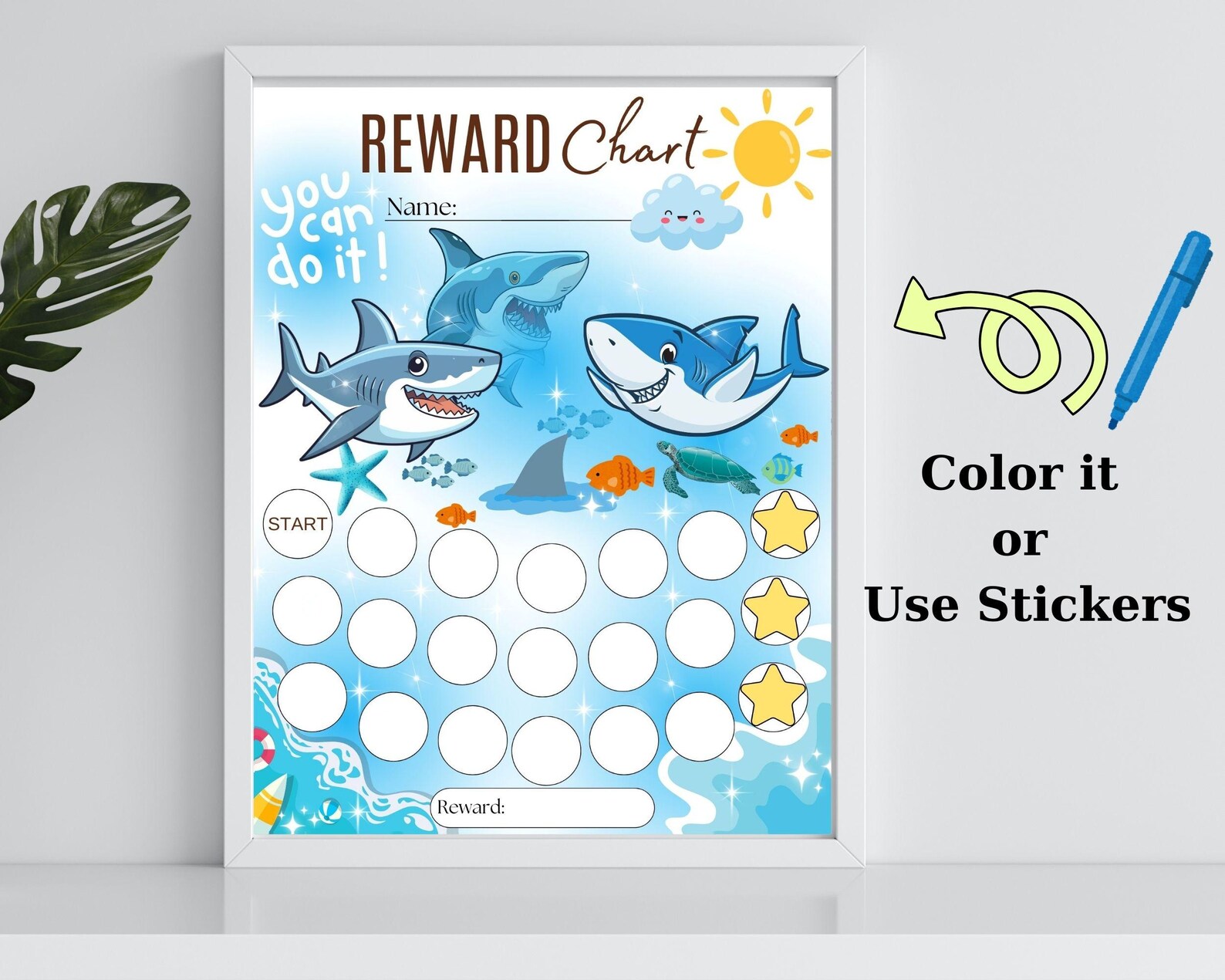 Printable Shark Reward Chart - Ocean Reward Chart - Under the Sea ...