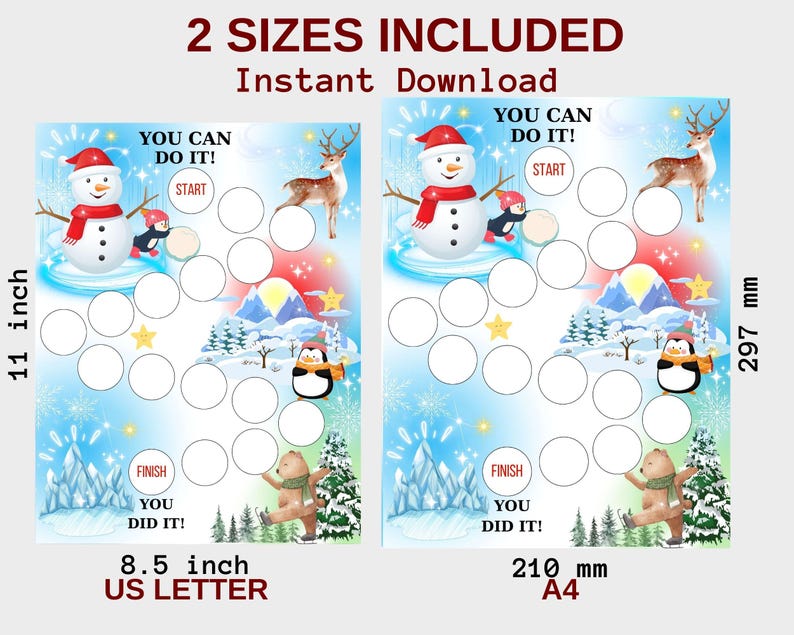 Printable Winter Reward Chart - Christmas Reward Chart - Snowman ...