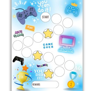 Video Game Reward Chart for Kids - Gamer Reward Chart - Toddler Reward ...