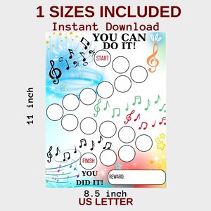 Printable Music Reward Chart Music Practice Chart Kids Music Reward ...