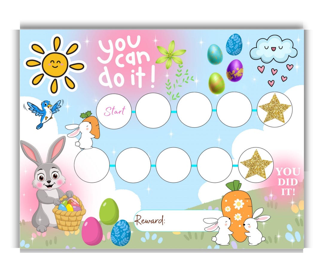 Easter Bunny Reward Chart - Bunny Sticker Chart - Chore Chart - Kids ...