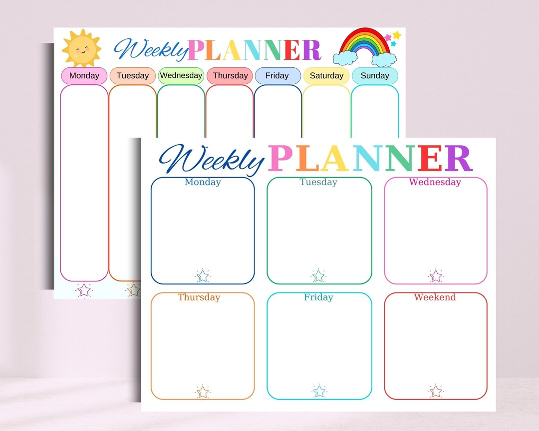 Kids Weekly Planner - Homeschool Planner - Kids Schedule - Kids Daily ...