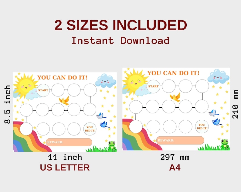 Printable Rainbow Reward Chart - Sun Rainbow Reward Chart - Potty ...
