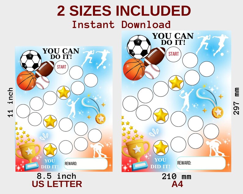 Printable Sports Reward Chart for Kids - Football Sticker Chart ...