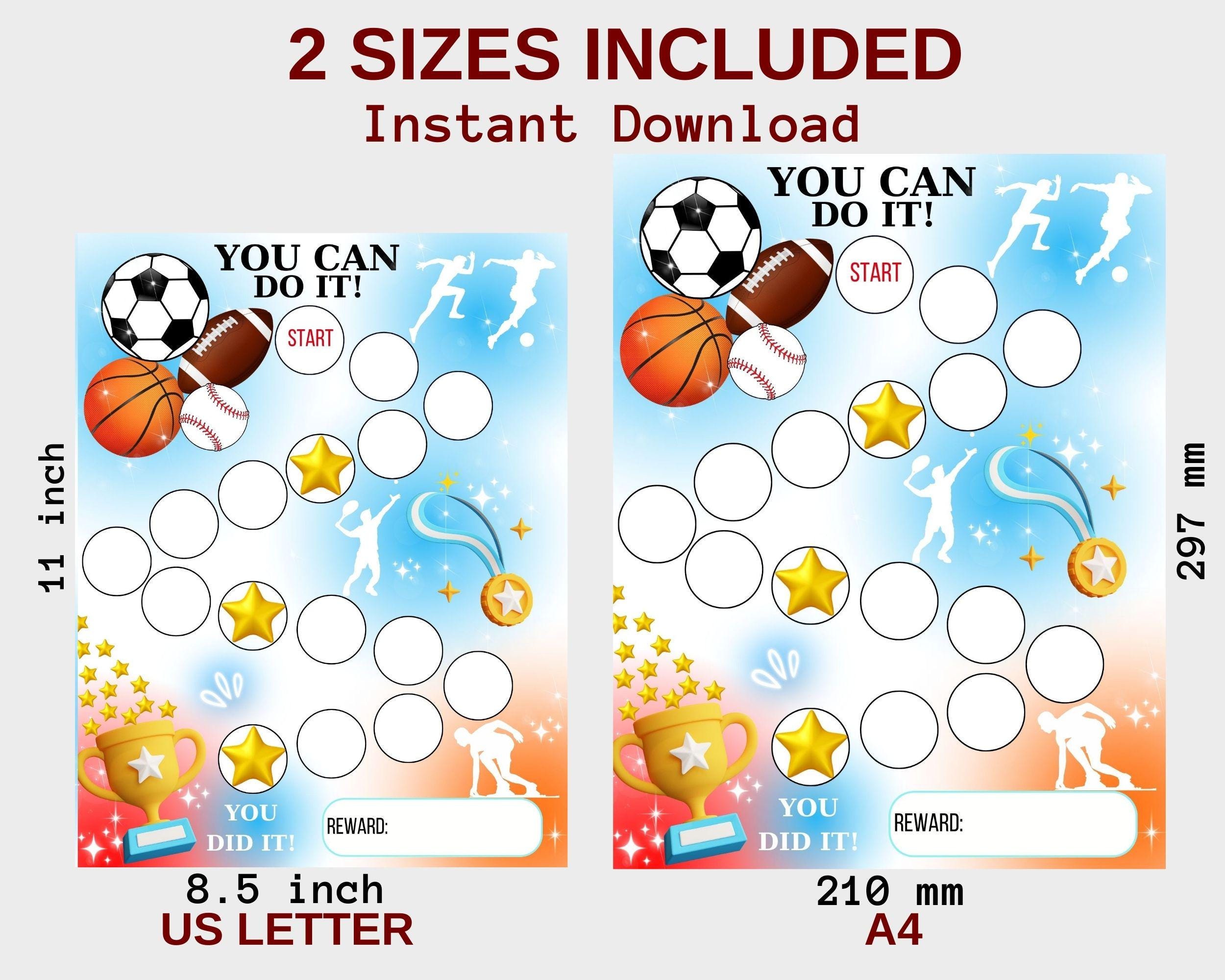 Printable Sports Reward Chart for Kids - Football Sticker Chart ...