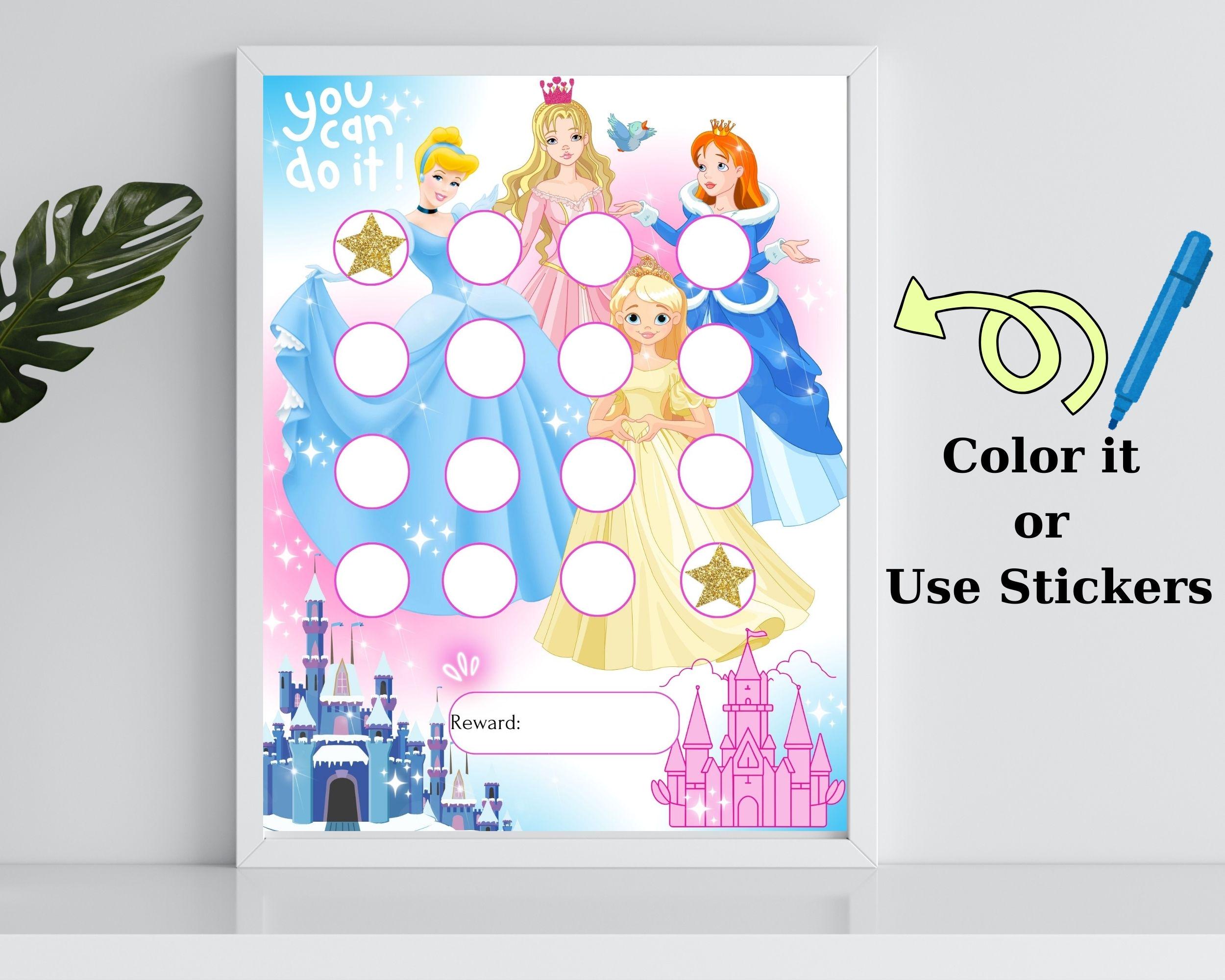 Girls Princess Reward Chart - Potty Training Chart - Chore Chart ...