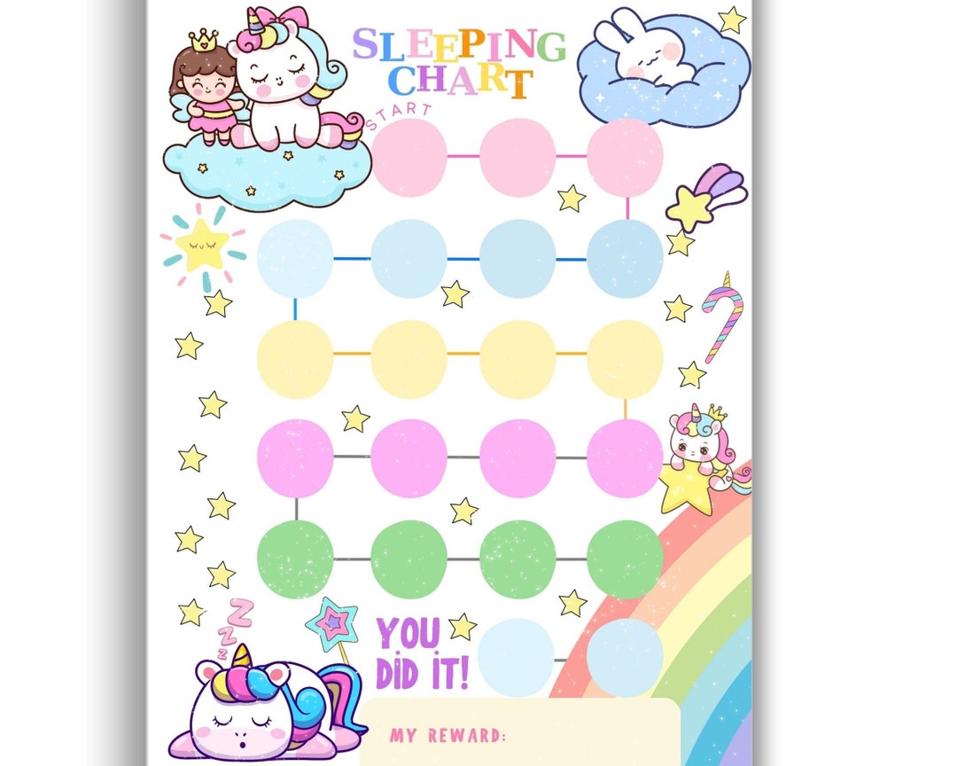 Kids Sleeping Chart Printable Unicorn Sleeping Chart Toddler Bedtime ...