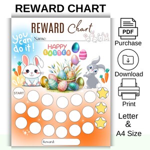 Easter Bunny Reward Chart - Bunny Sticker Chart - Chore Chart - Girls ...