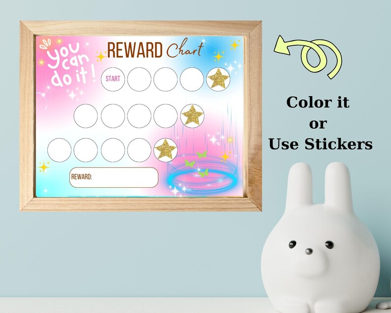 Pink and Blue Reward Chart - Kids Chore Chart Printable for Girls ...