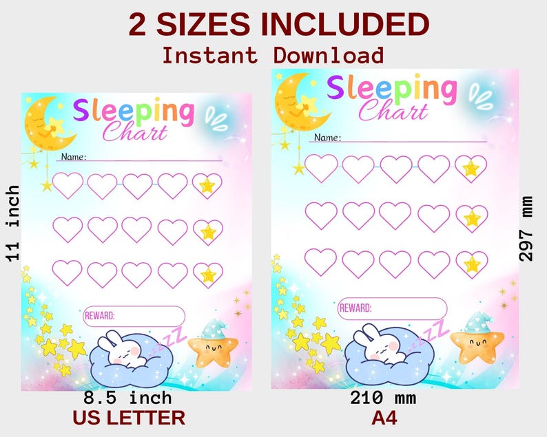 Kids Sleeping Chart Printable - Sleep Tracker Reward Chart - Sleep ...