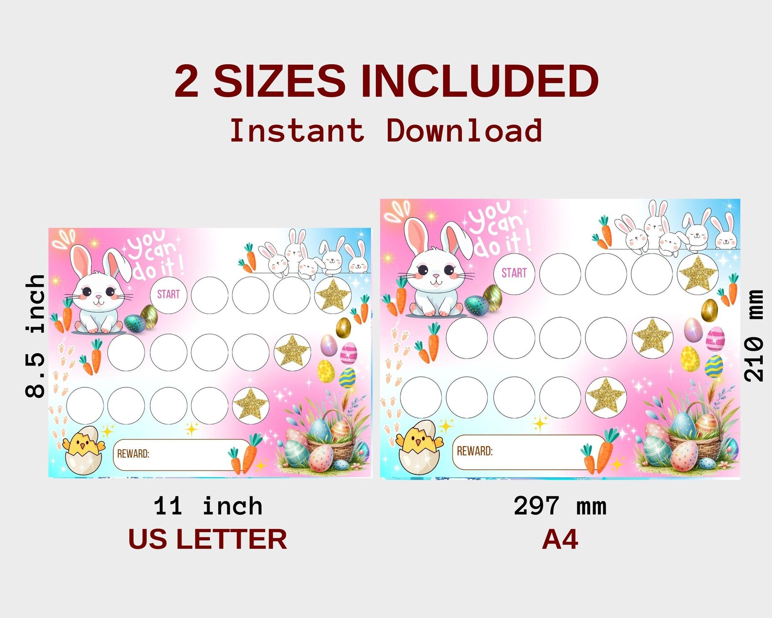 Easter Bunny Reward Chart - Bunny Sticker Chart - Chore Chart - Girls ...
