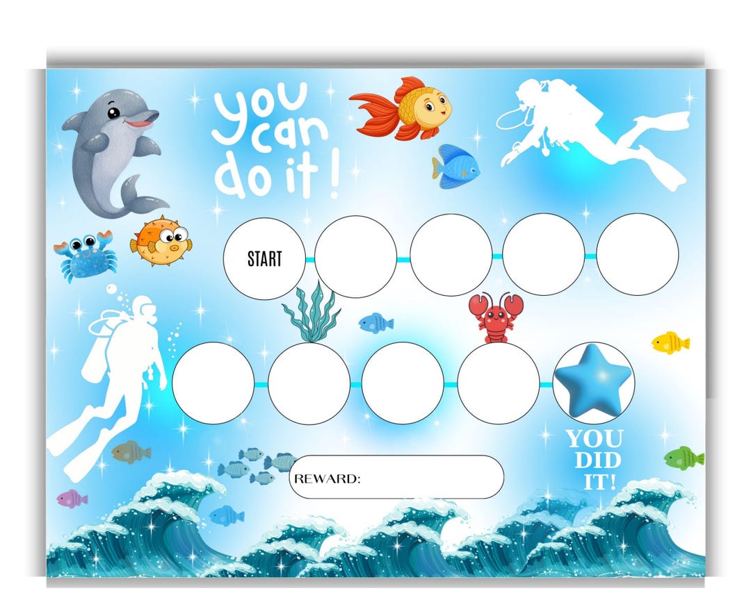 Diver Reward Chart - Sea Animals Sticker Chart - Under the Sea Behavior ...