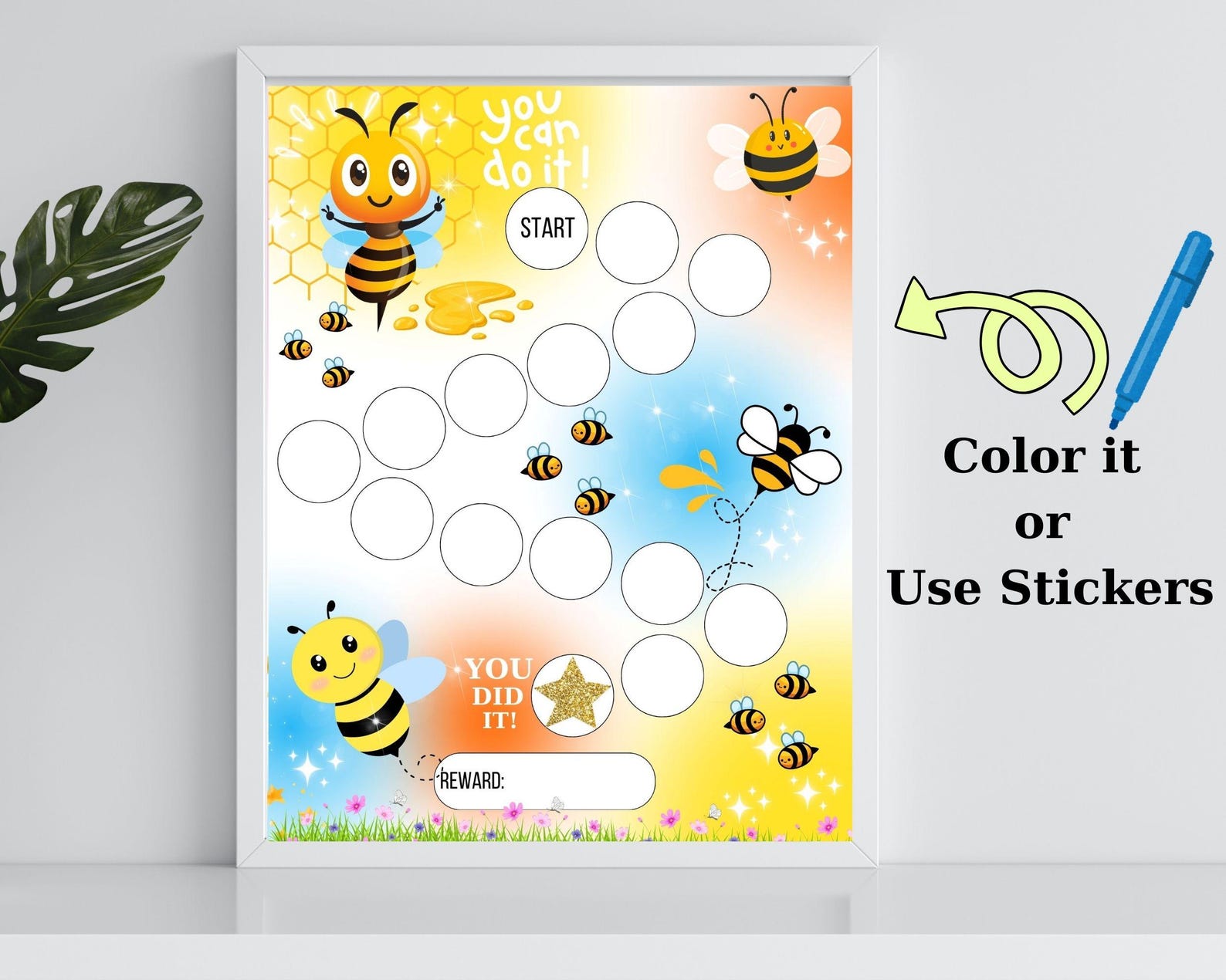 Bee Reward Chart for Kids – Printable Chore, Behavior & Potty Training ...