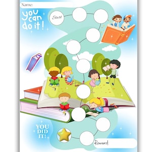 Kids Reading Reward Chart: Printable Tracker - Book Sticker Chart ...