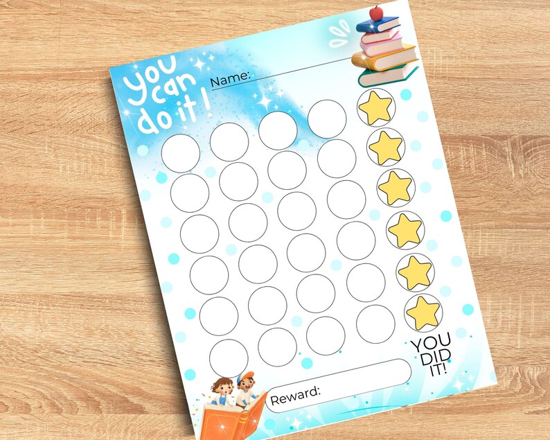 Reading Reward Chart Kids Printable Reading Chart Sticker Chart Book ...