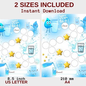 Kids Water Tracker: Printable Hydration Reward Chart (A4 & Letter PDF ...