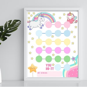 Girls Princess Reward Chart - Unicorn Reward Chart - Potty Training ...