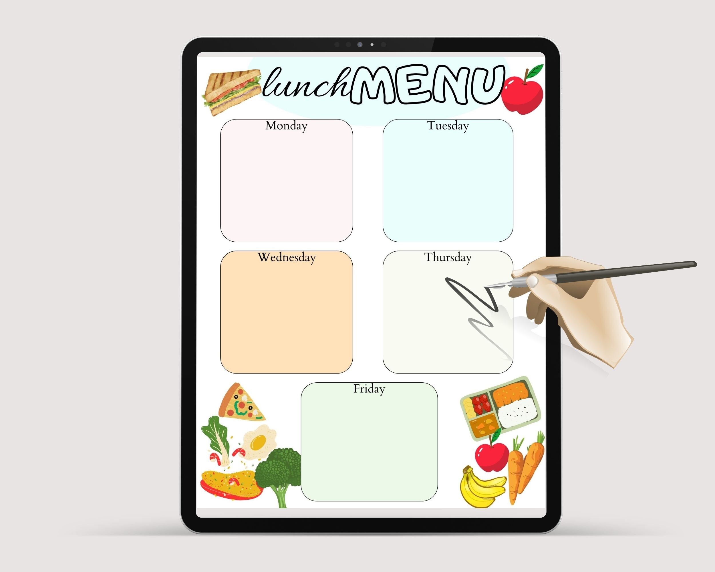 School Lunch Planner - Kids Lunch Weekly Menu Planner - Kids Meal ...