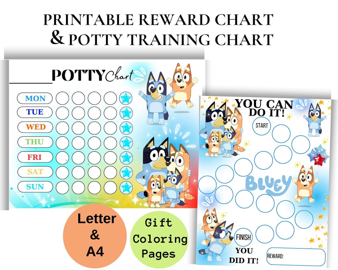 Bluey Reward Chart - Bluey Potty Training Chart - Toilet Training ...