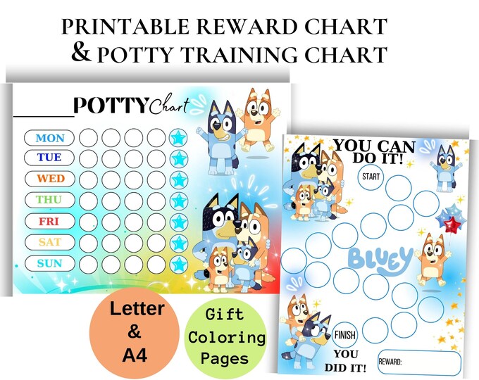 Bluey Potty Training Chart - Bluey Family Reward Chart - Toilet ...