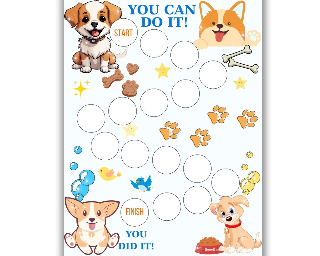 Printable Dog Reward Chart - Kids Reward Chart - Potty Training Chart ...