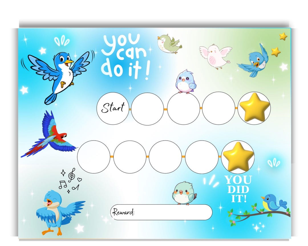 Bird Reward Chart for Kids – Printable Behavior -chore Tracker | Cute ...