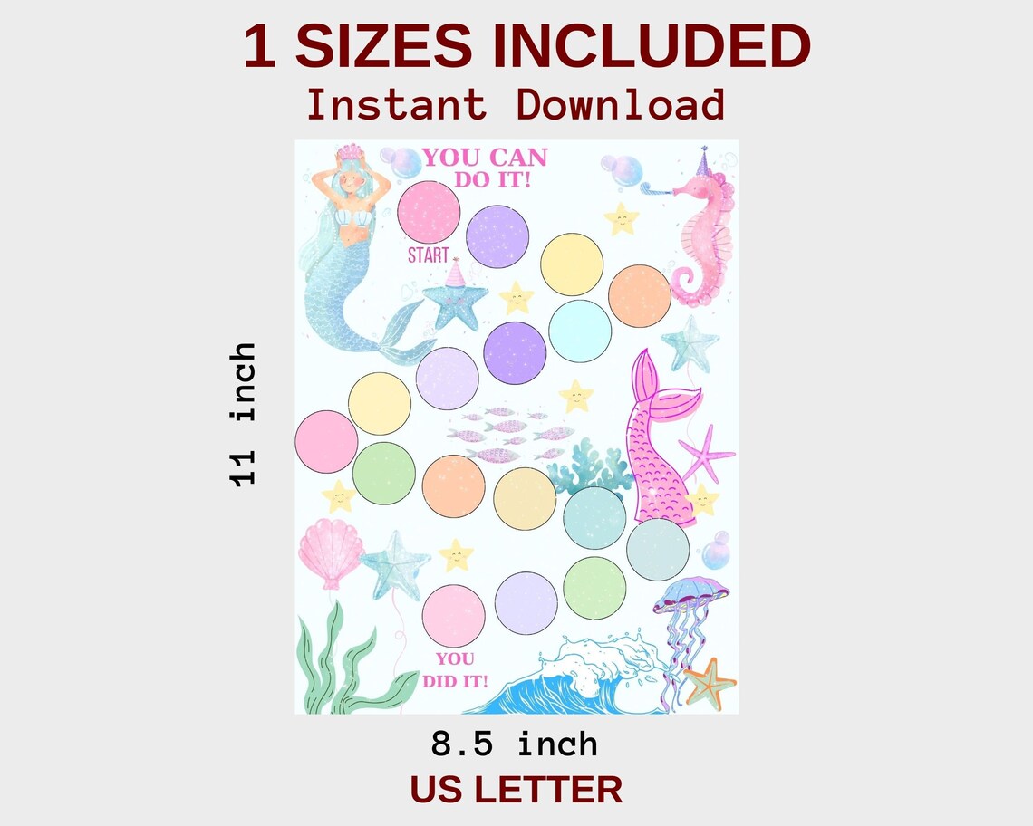 Printable Mermaid Reward Chart Ocean Reward Chart Under the Sea ...