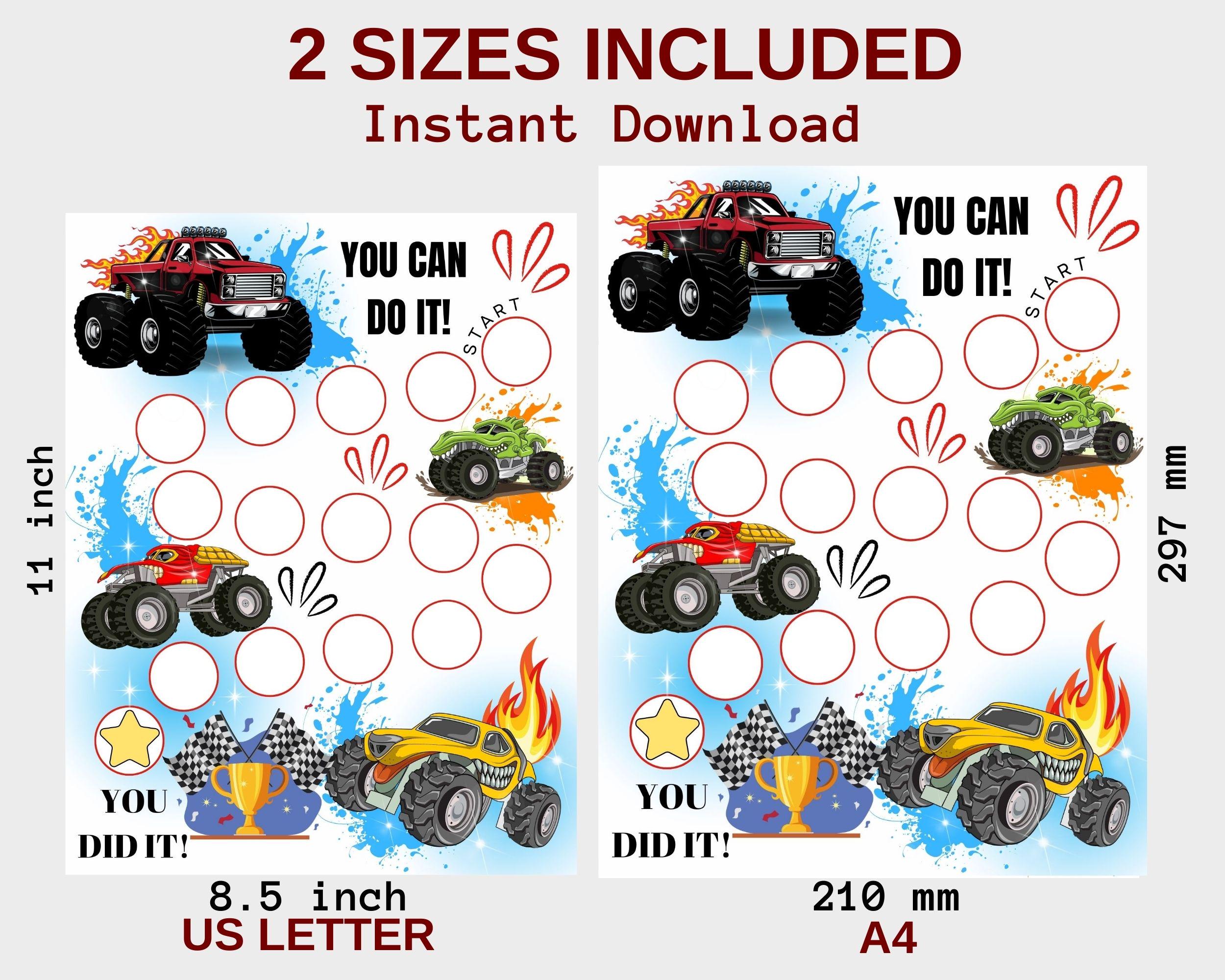Monster Truck Reward Chart: Potty Training - Behavior Tracker for Boys ...
