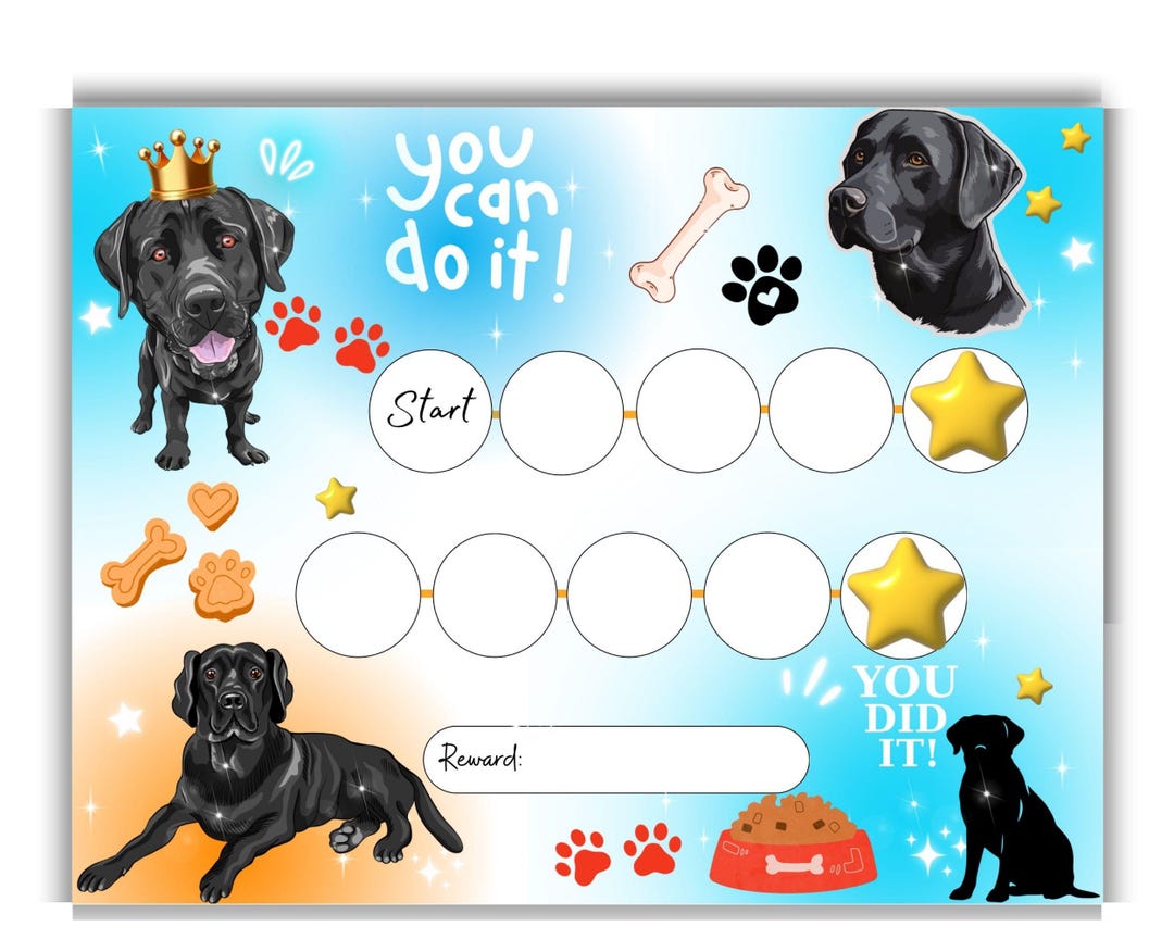 Black Labrador Reward Chart for Kids – Dog Reward Chart - Printable ...