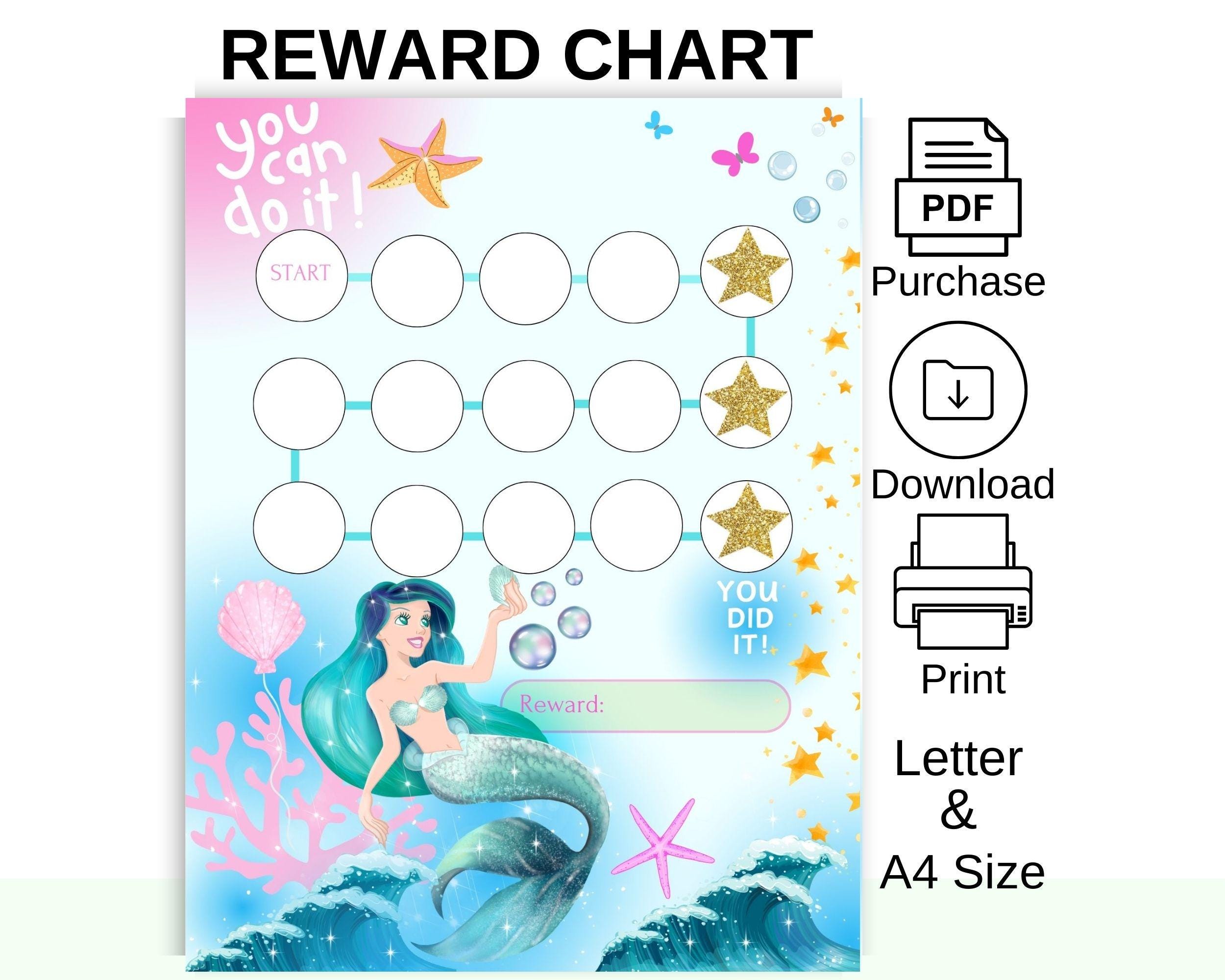 Mermaid Reward Chart for Kids - Girls Potty Training - Sleeping Chart ...