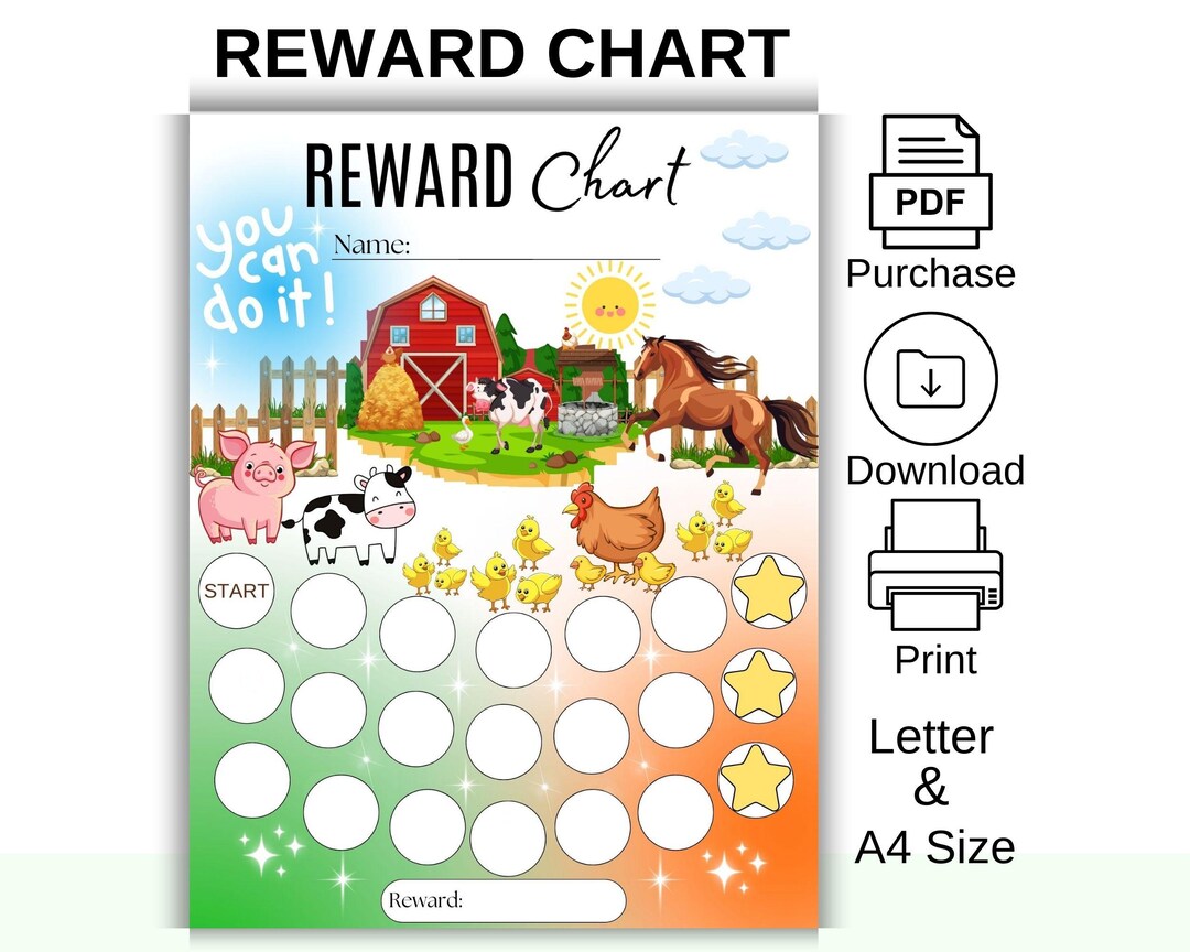 Farm Reward Chart for Kids - Printable Chore & Behavior Chart - Farm ...