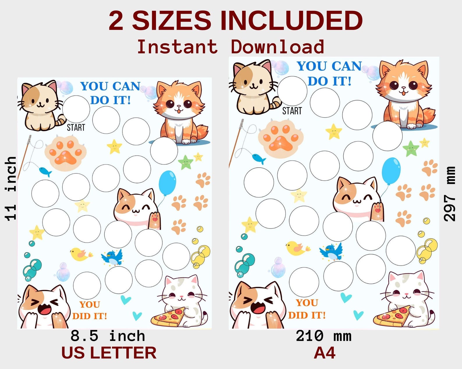 Cat Reward Chart for Kids – Printable Behavior & Potty Training Tracker ...