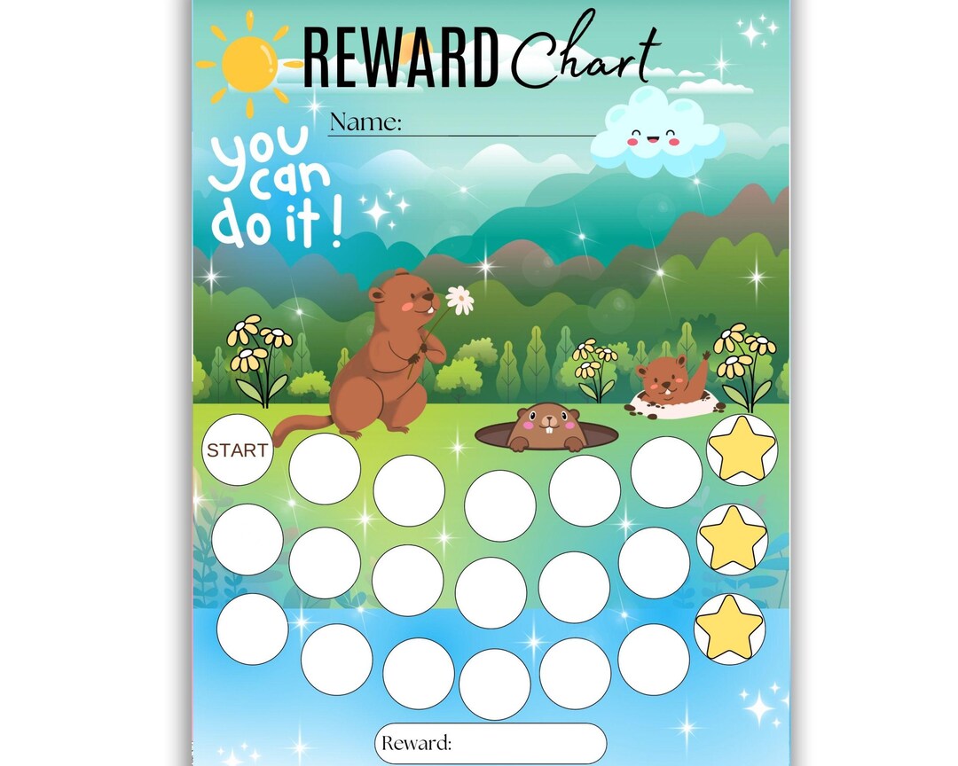 Marmot Reward Chart for Kids Groundhog Sticker Chart Potty Training ...