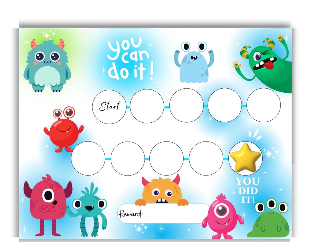 Monster Reward Chart for Kids - Printable Behavior Chart - Cute Monster ...