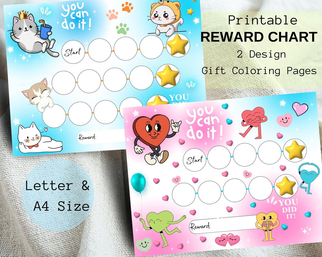Cat - Heart Reward Charts for Kids – Printable Chore - Behavior ...