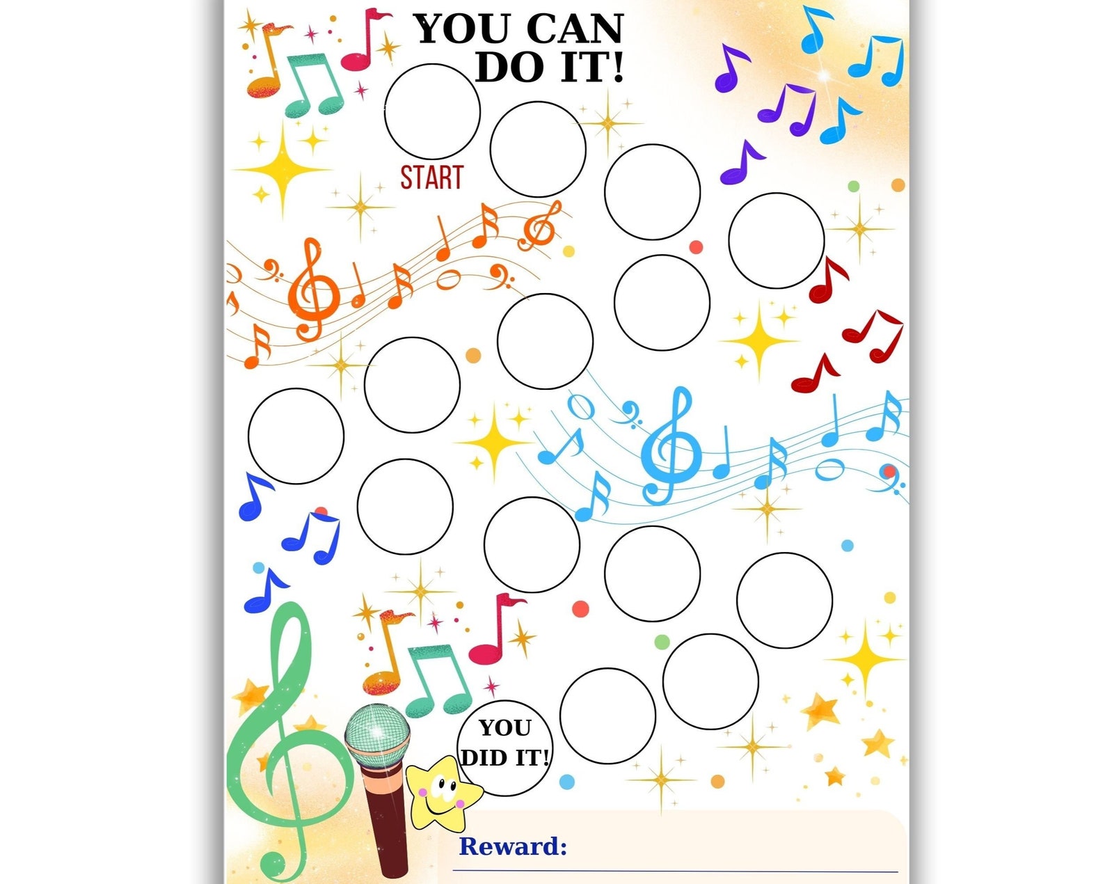 Printable Music Reward Chart - Goal Tracker - Music Practice Chart ...