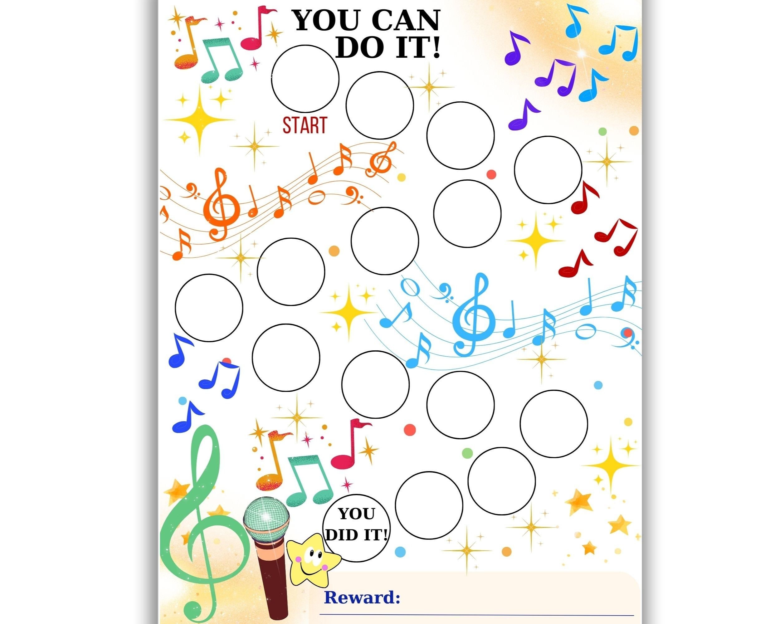 Printable Music Reward Chart - Goal Tracker - Music Practice Chart ...