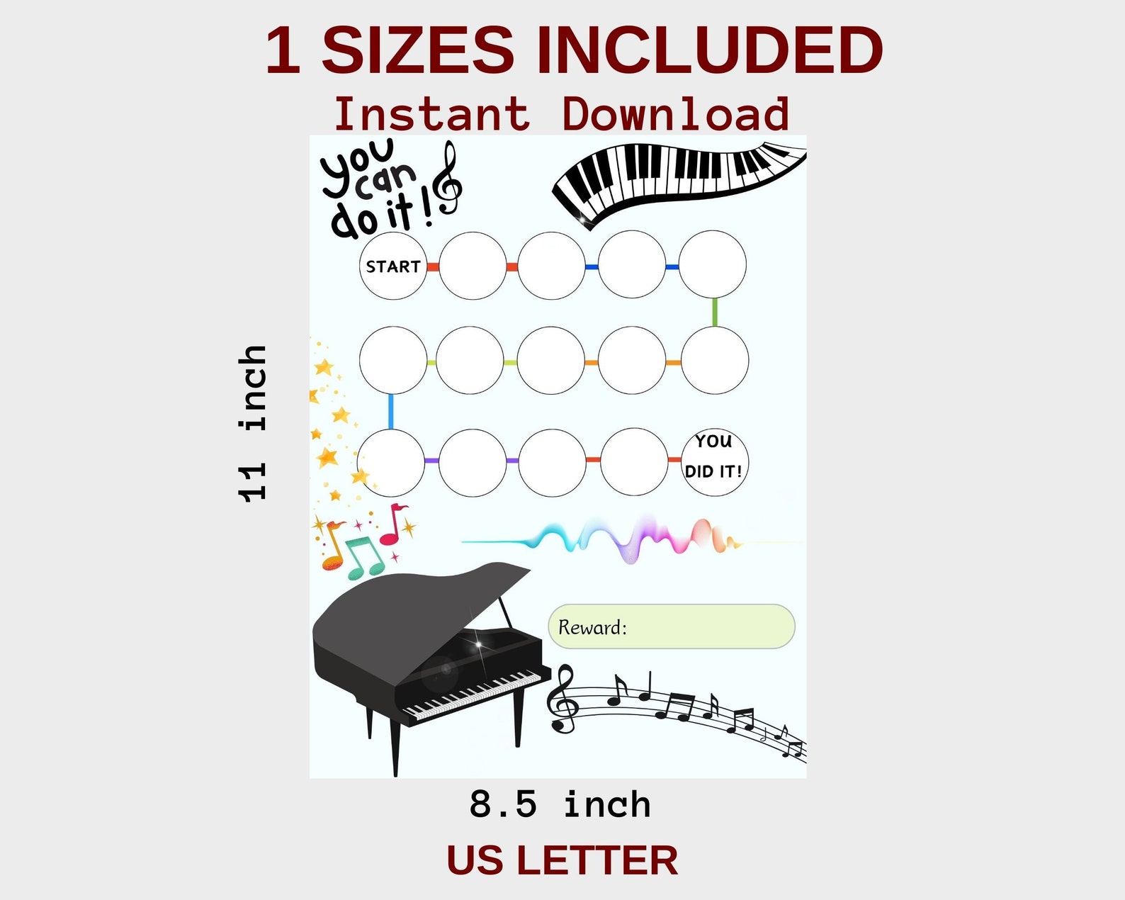 Printable Piano Reward Chart Music Practice Piano Practice Music Reward ...