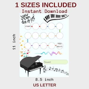 Printable Piano Reward Chart - Music Practice - Piano Practice - Music ...
