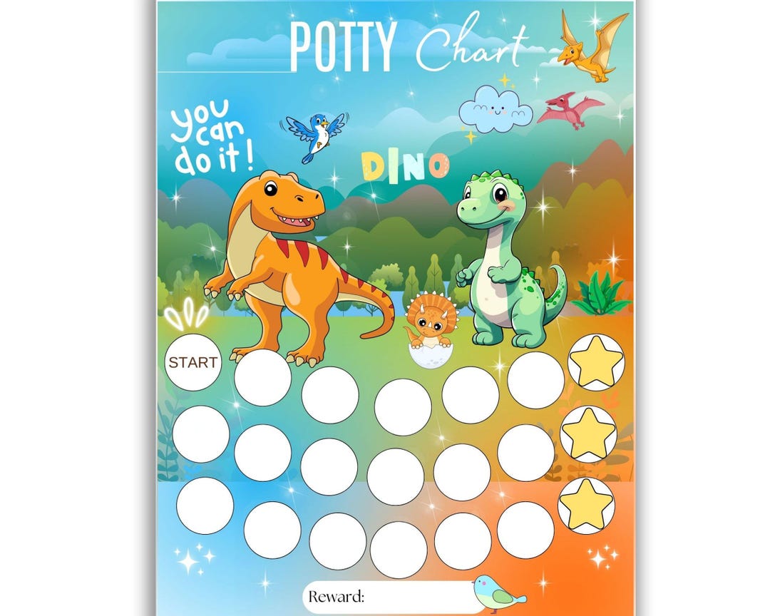 Dinosaur Potty Training Chart - Potty Reward Chart - Toilet Training ...