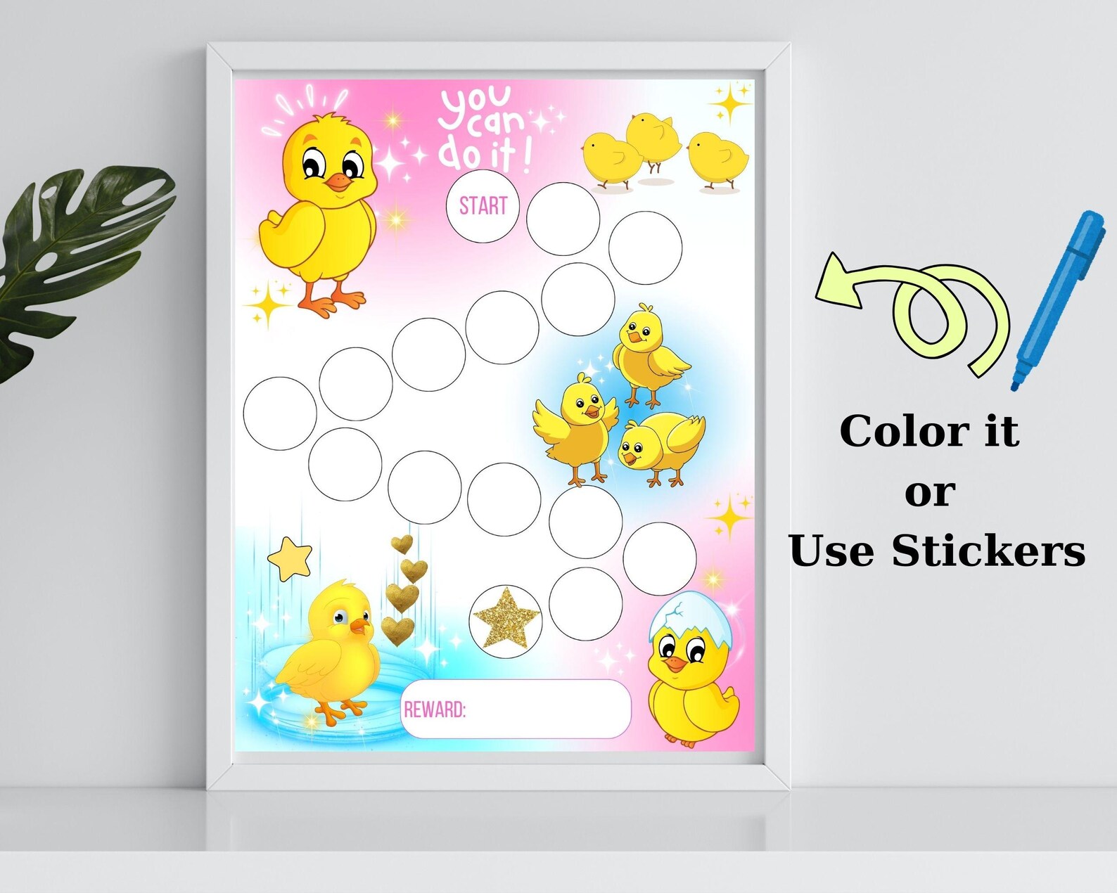 Duck Reward Chart Chick Sticker Reward Chart Girls Chore Chart Potty ...