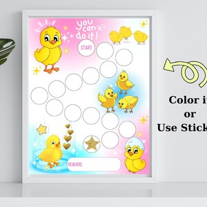 Duck Reward Chart Chick Sticker Reward Chart Girls Chore Chart Potty ...