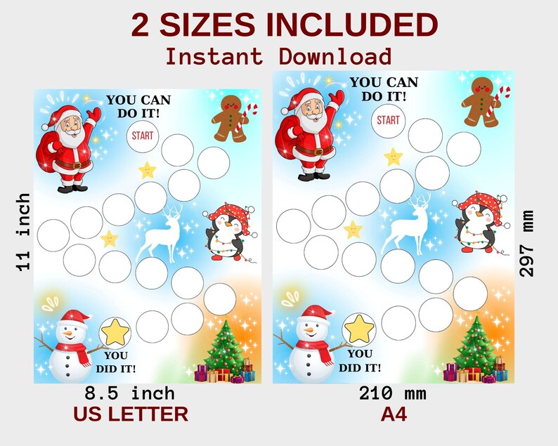 Christmas Reward Chart - Printable Kids Reward Chart - Snowman Sticker ...