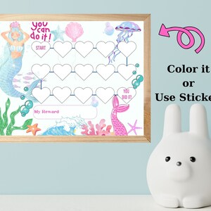 Printable Mermaid Reward Chart - Girls Potty Training - Sleeping Chart ...