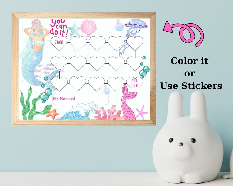 Printable Mermaid Reward Chart - Girls Potty Training - Sleeping Chart ...
