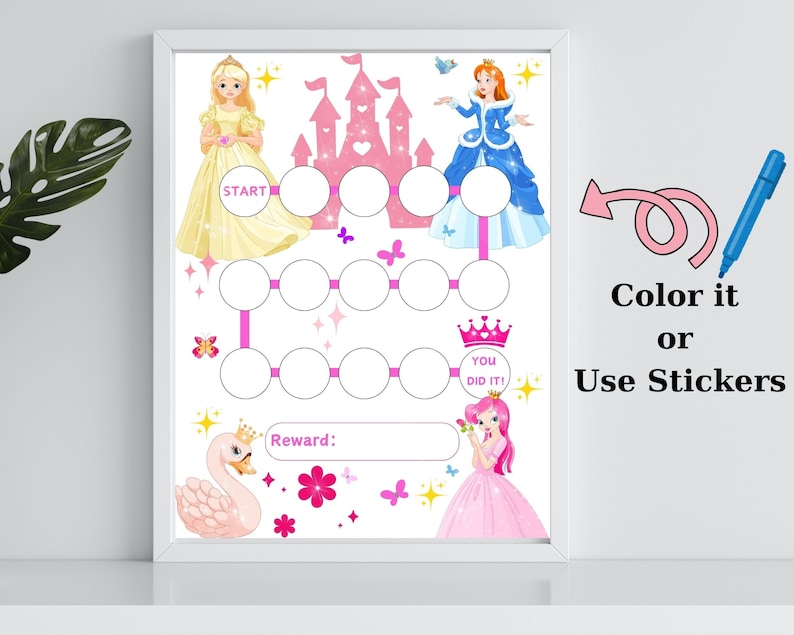 Girls Princess Reward Chart Potty Training Chart Chore Chart Girls ...